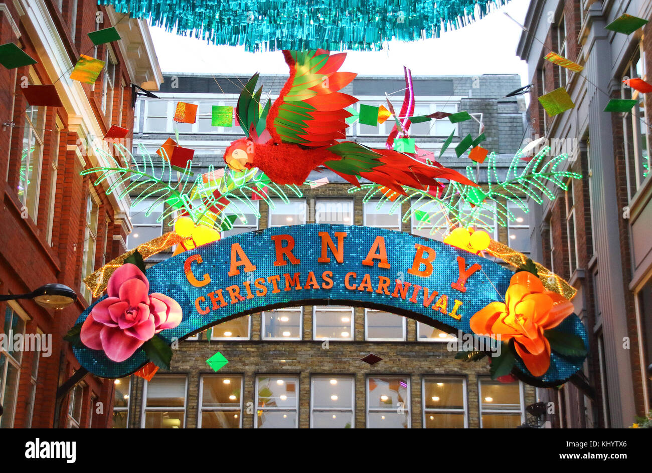 London, UK. 21st Nov, 2017. Carnaby Christmas Carnival - display of ...