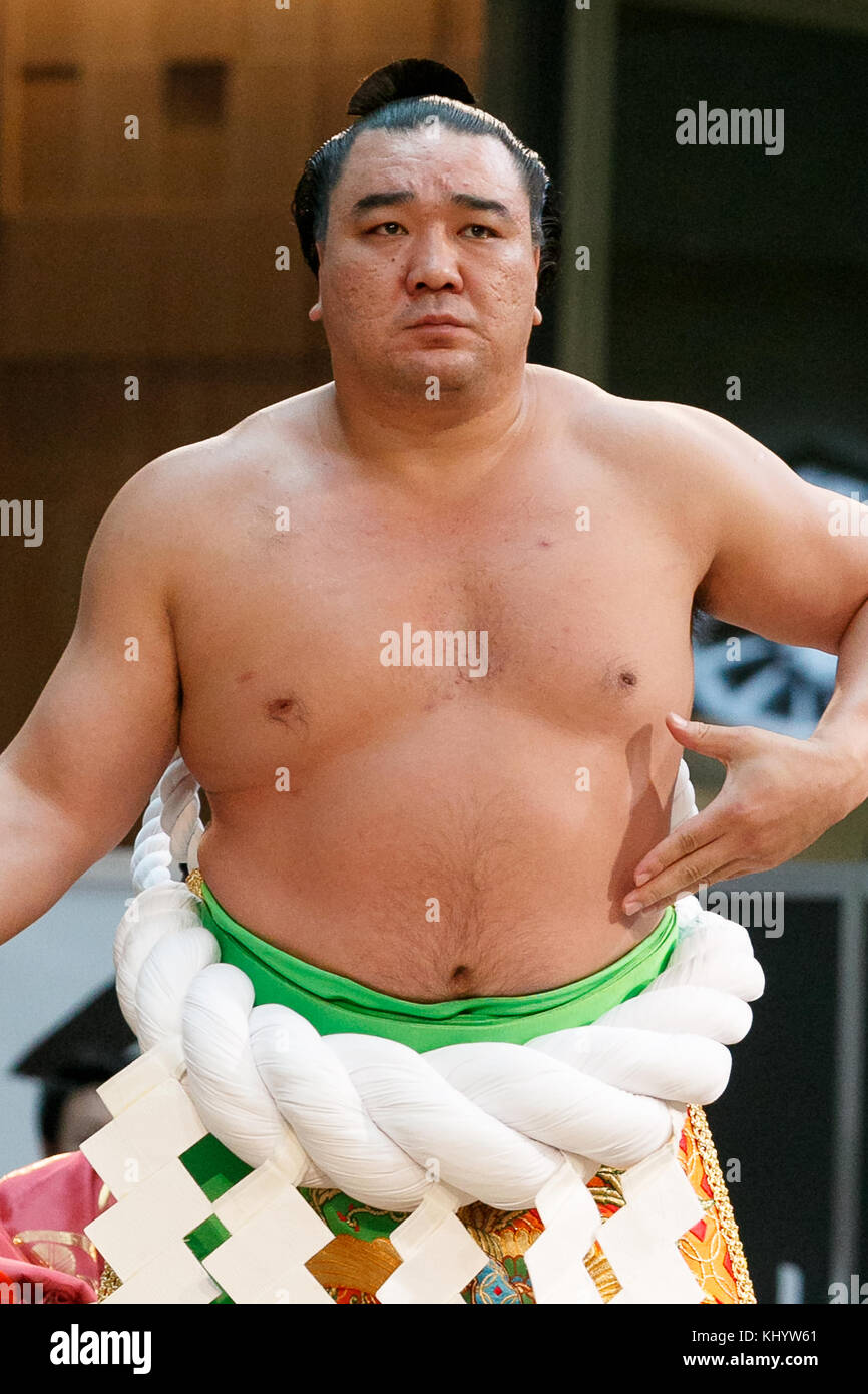 FILE - Sumo wrestler Harumafuji Kohei participates in a special Grand ...
