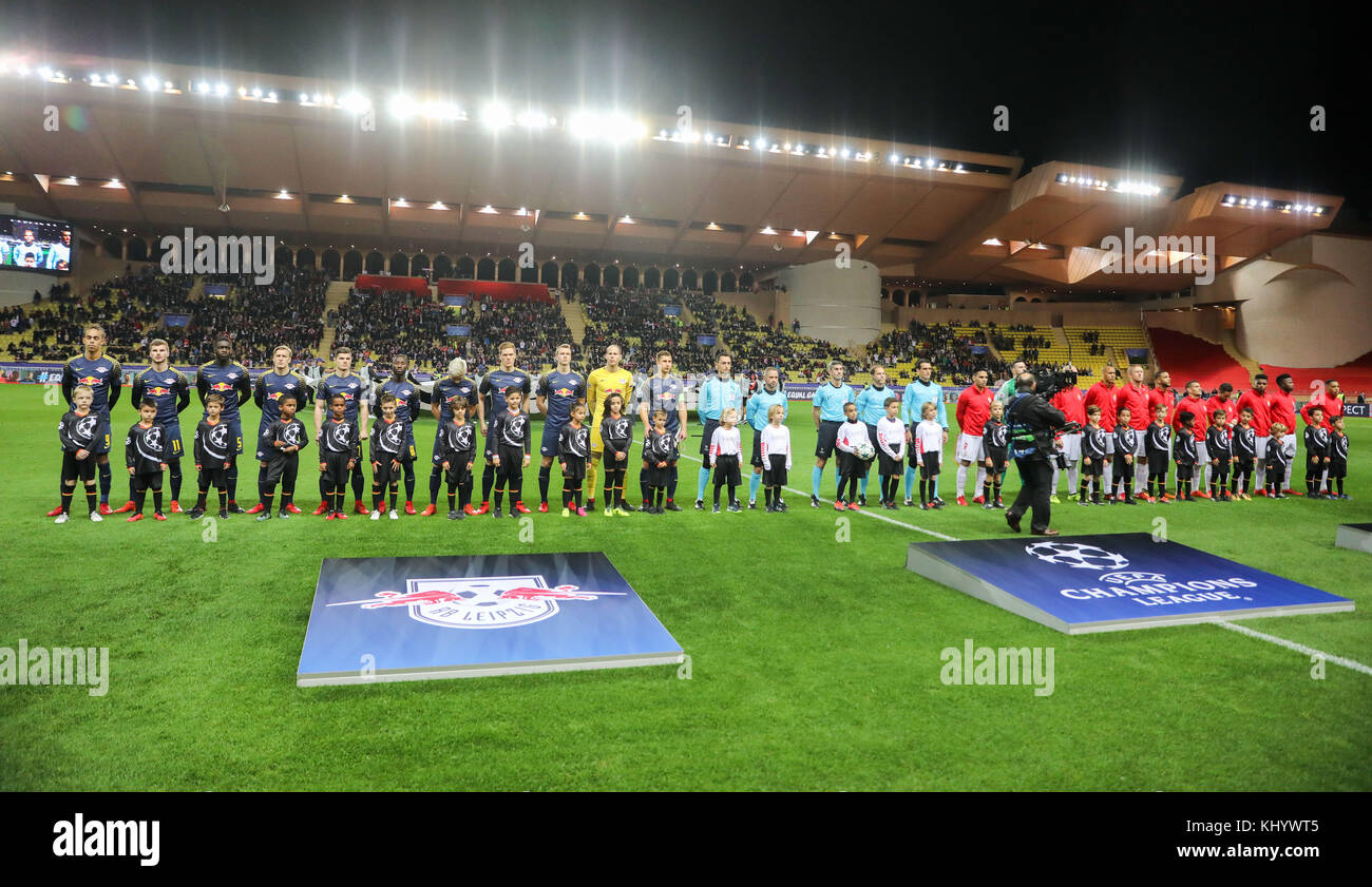 Monaco, Monaco. 21st Nov, 2017. Leipzig's players and Monaco's soccer ...