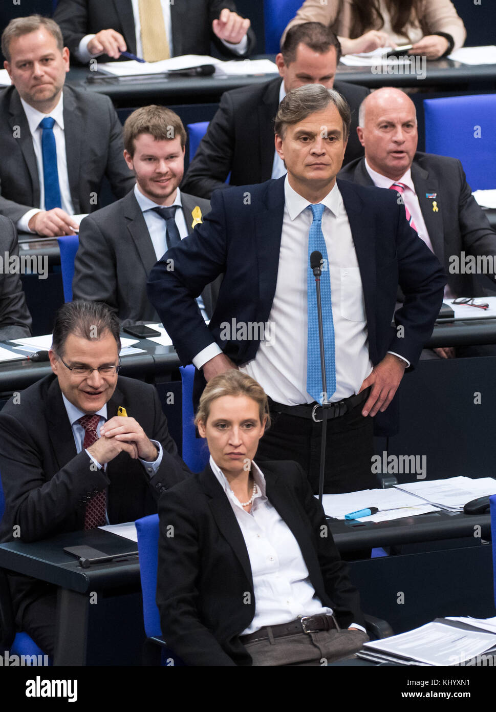 Bernd Baumann (c, Alternative of Germany) and Alice Weidel (bottom ...