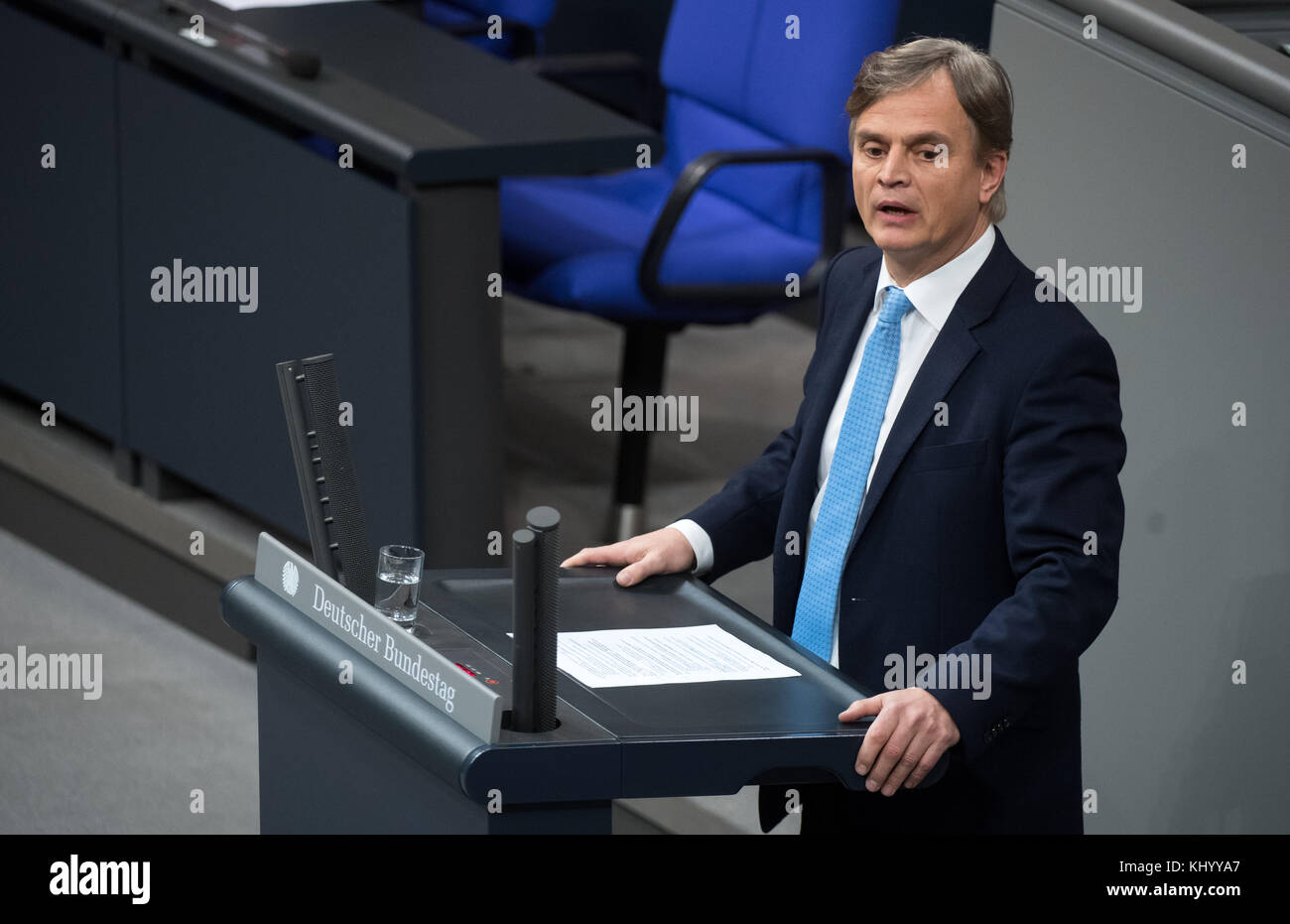 Berlin, Germany. 22nd Nov, 2017. Bernd Baumann (AfD) speaks during the ...