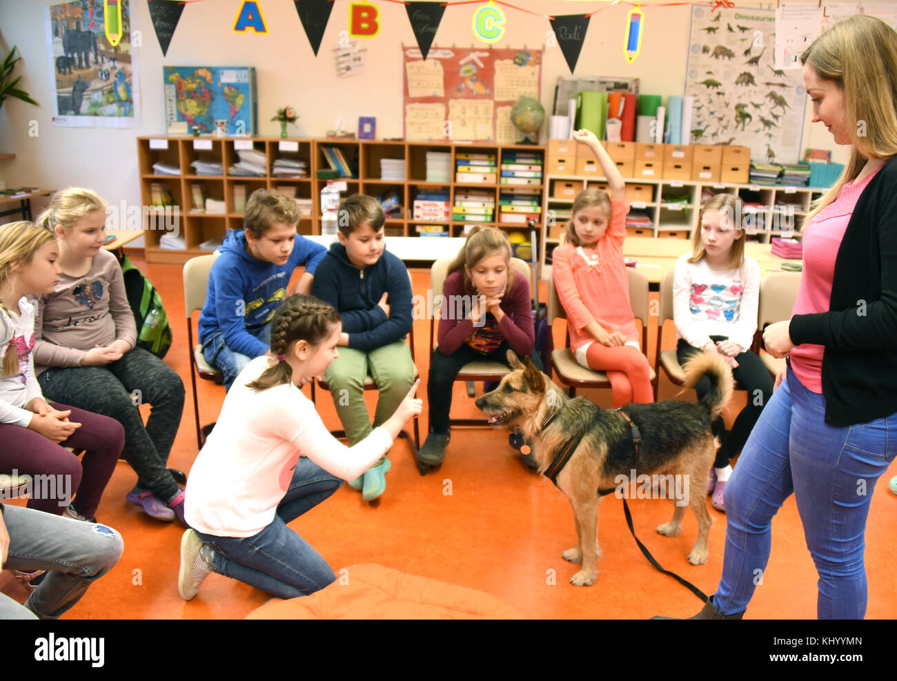 Children teacher dog school hi-res stock photography and images - Alamy