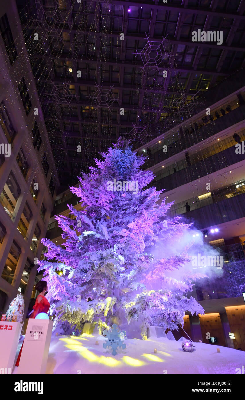 Tokyo, Japan. 22nd Nov, 2017. A 14.5-meter-tall Christmas tree stands ...