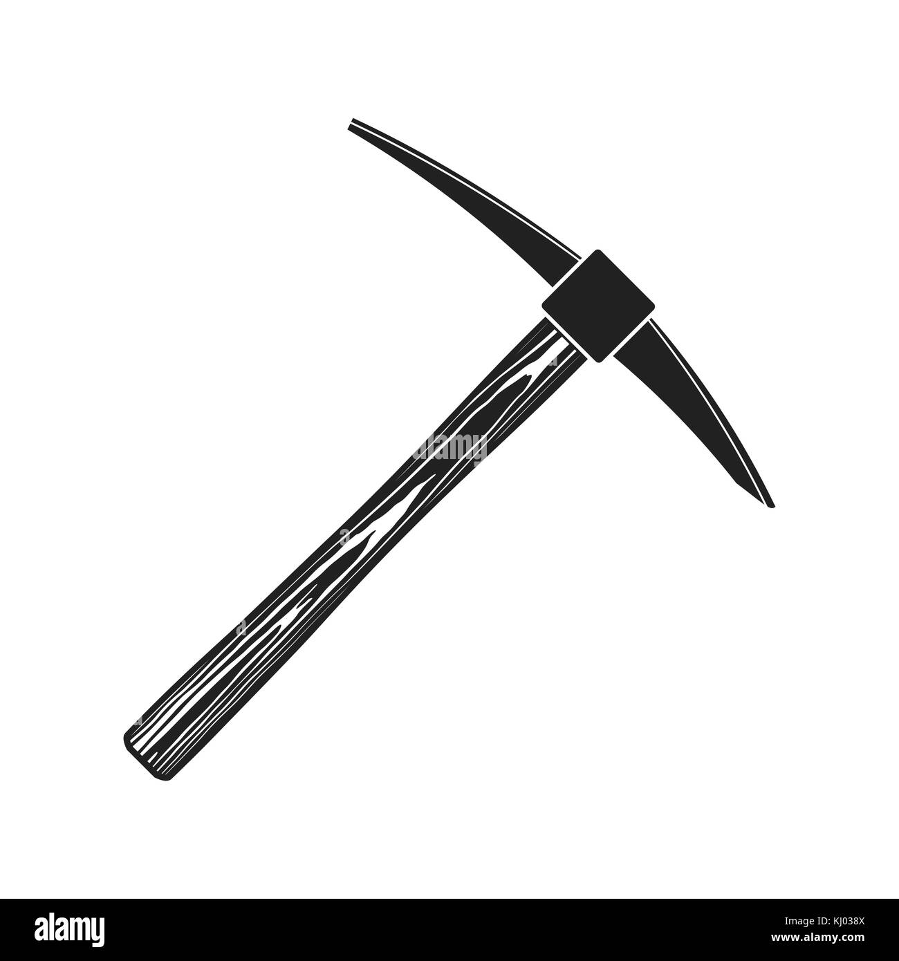 vector black monochrome picker tool wooden handle mining equipment ...