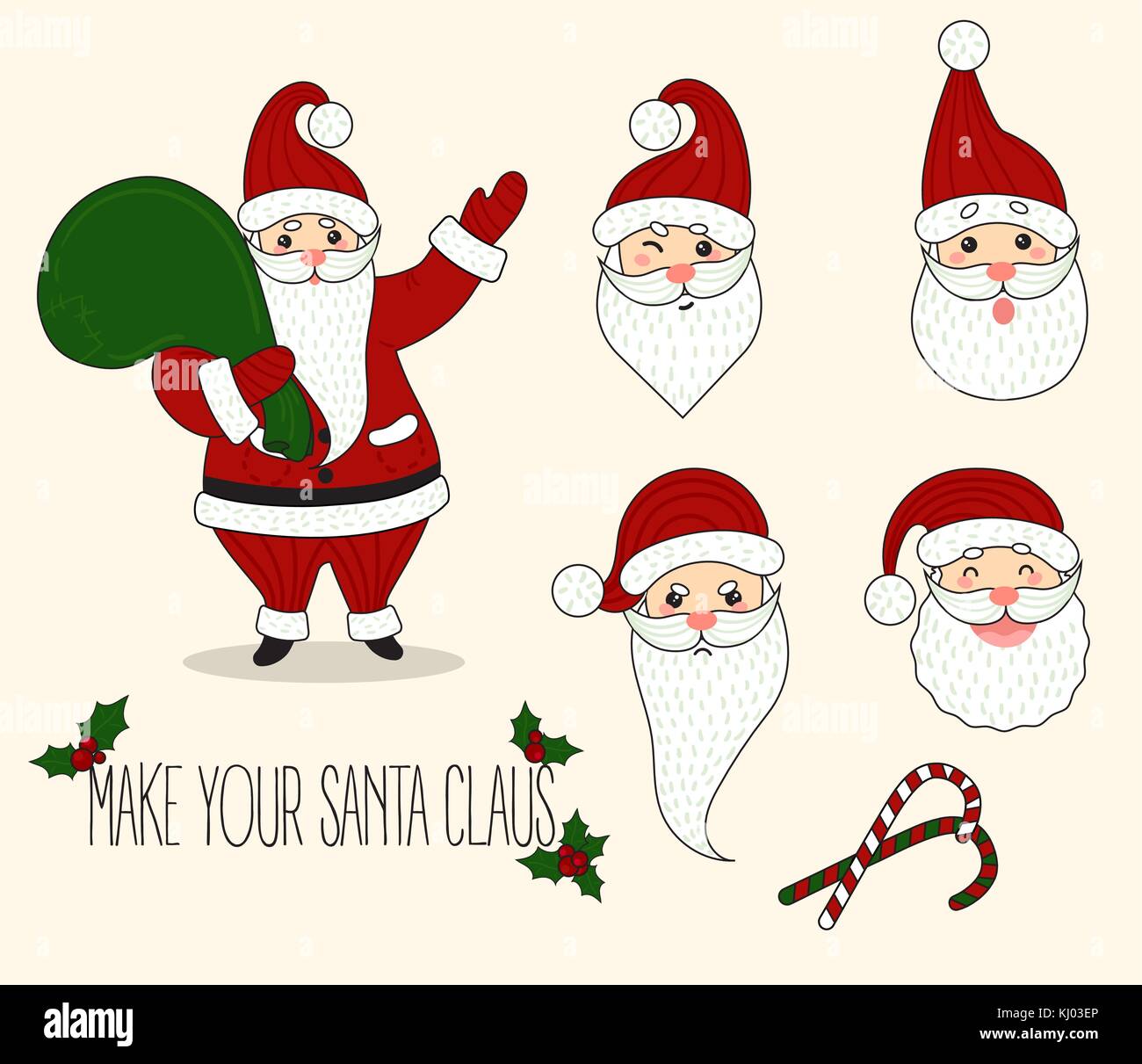 Set santa claus emotions Stock Vector Images - Alamy