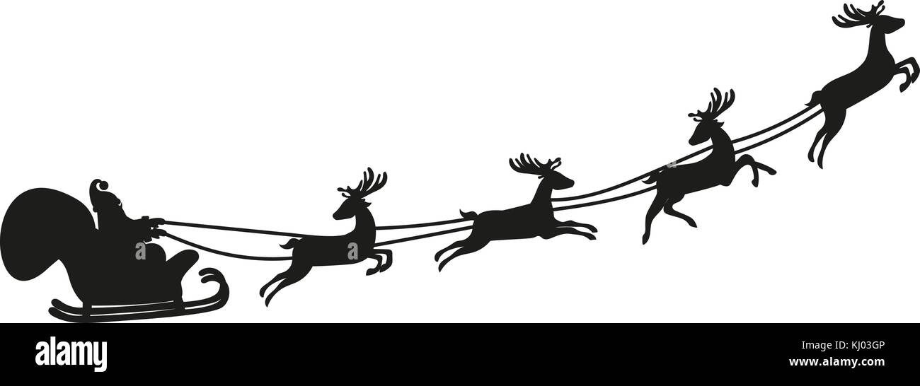 Santa sleigh silhouette stars Stock Vector Images - Alamy