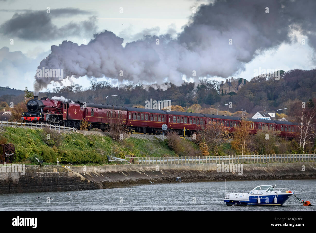 steam train Galatea river Conwy Stock Photo - Alamy
