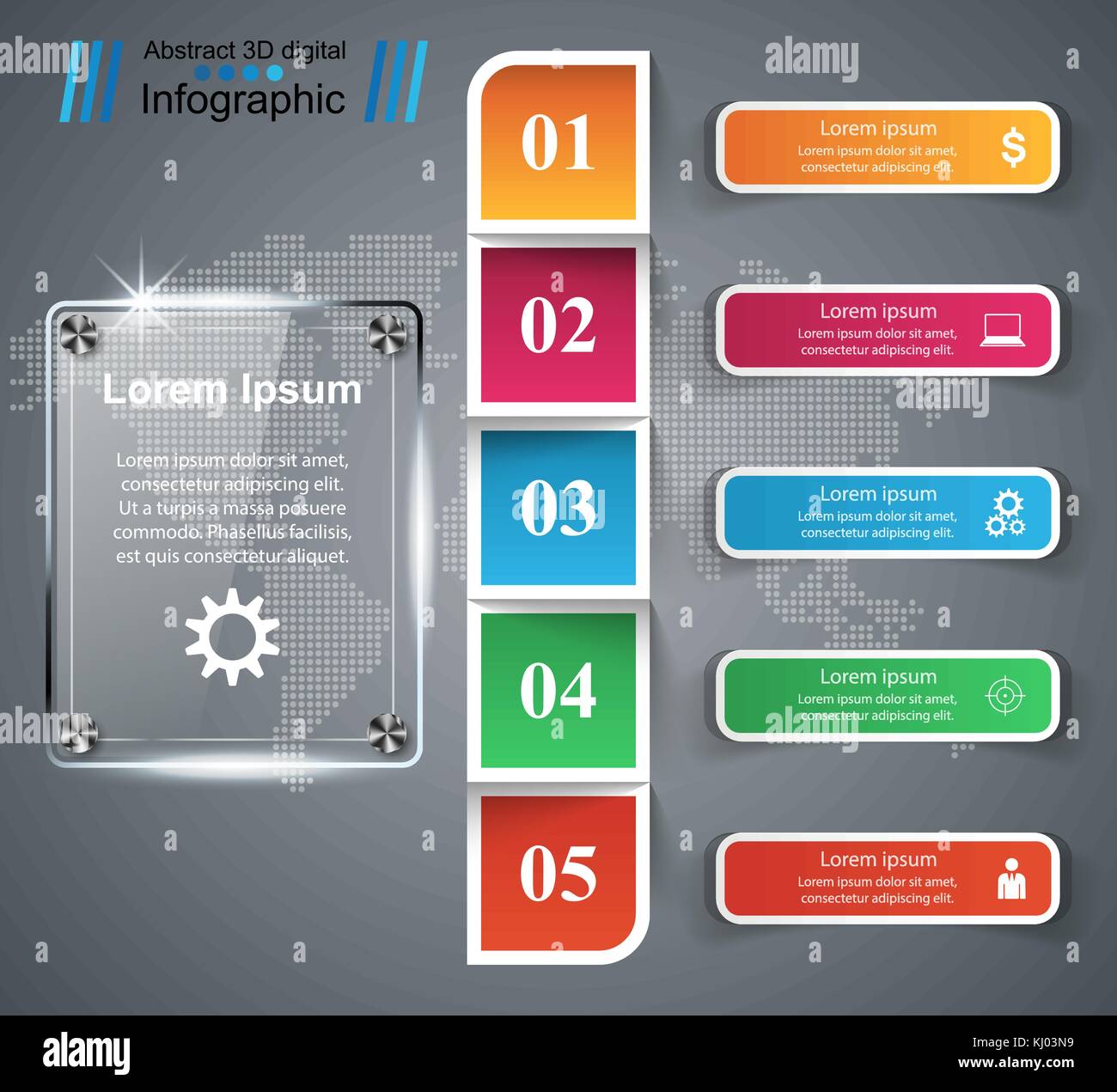 Abstract 3D digital illustration Infographic. Glass icon Stock Vector ...
