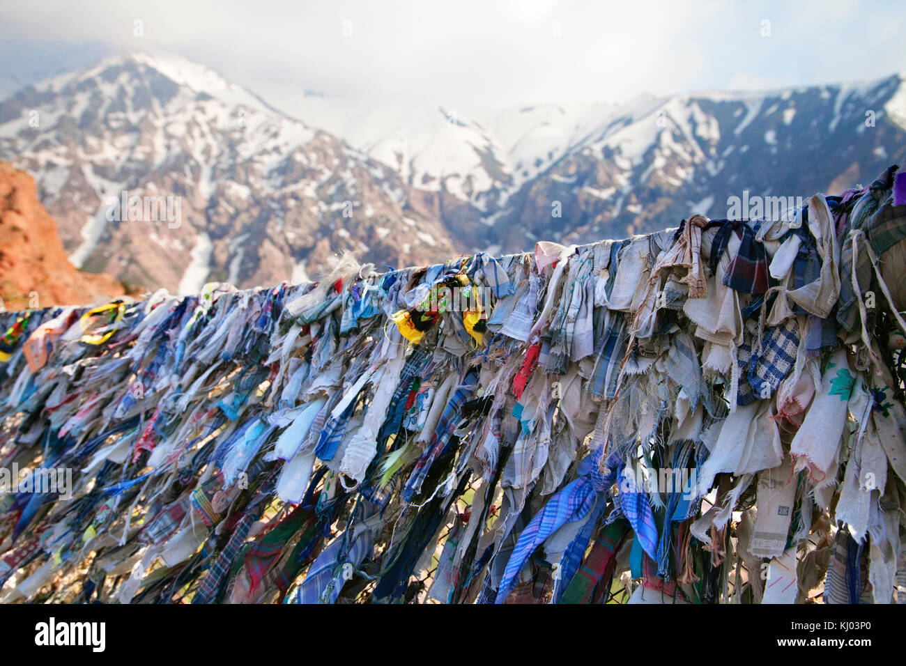 Buddhist prayer ribbons Stock Photo - Alamy