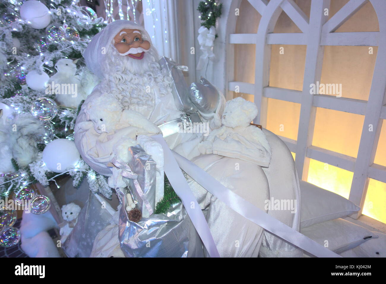 Santa Clause in Christmas red costume Stock Photo - Alamy