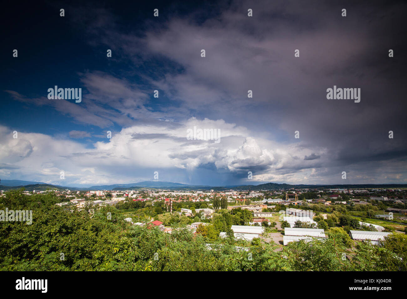View from palanok Castle to Mukacheve city, Transcarpathians region ...