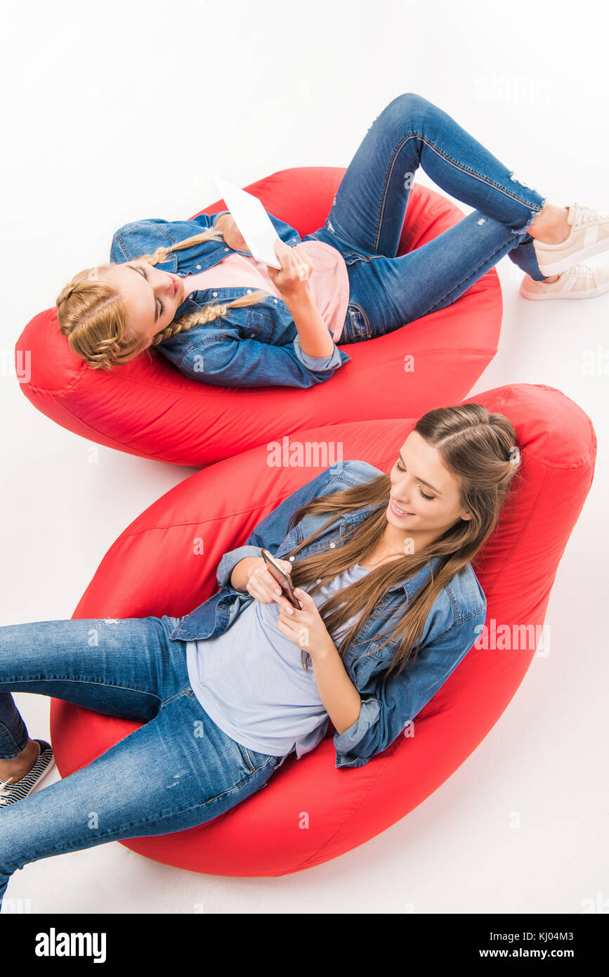 girls using digital devices Stock Photo - Alamy
