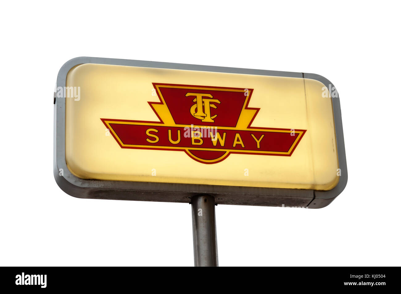 Toronto, Canada - Oct 11, 2017: Illuminated subway sign downtown in ...
