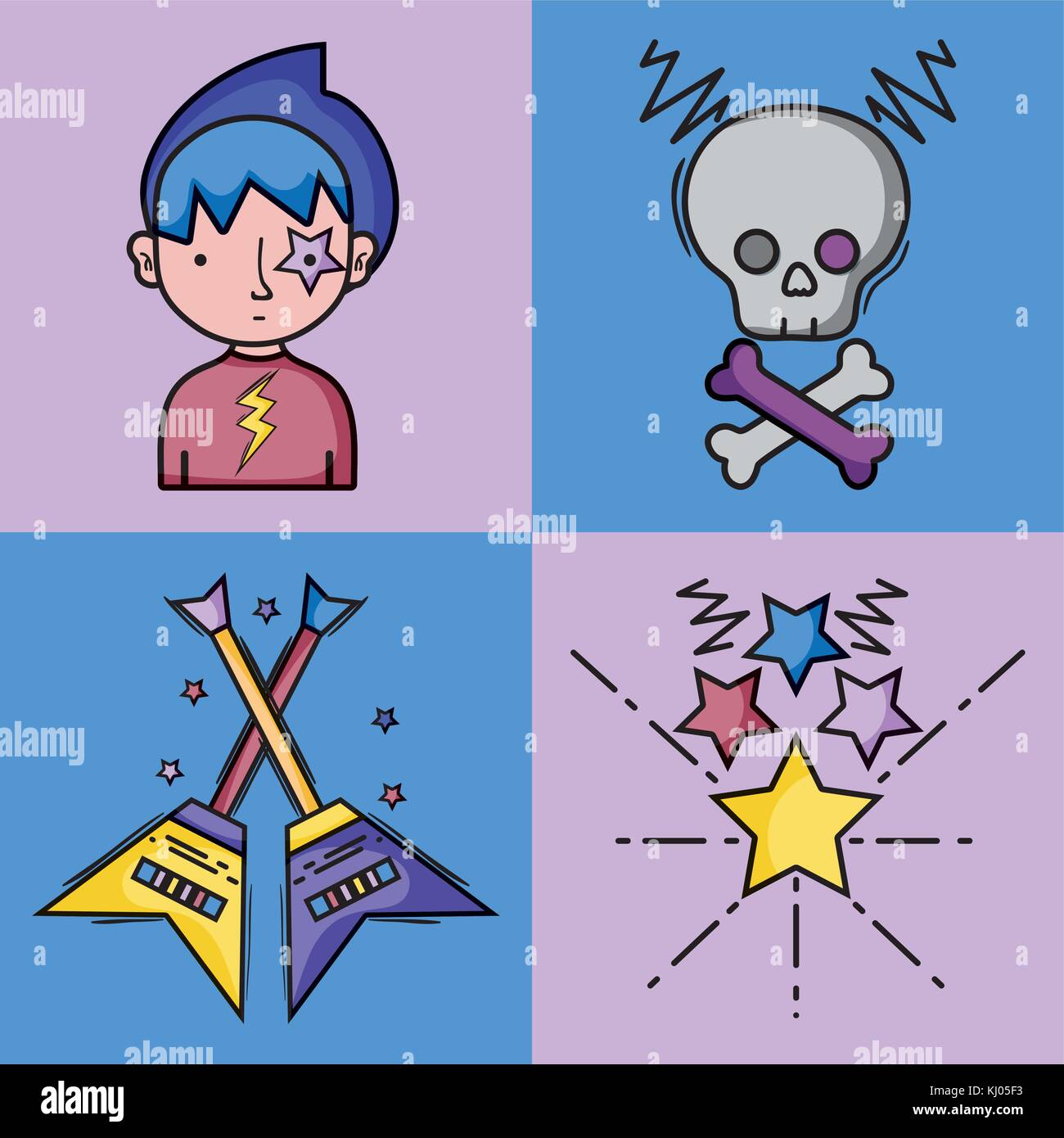 set rock festival concert event vector illustration Stock Vector Image ...