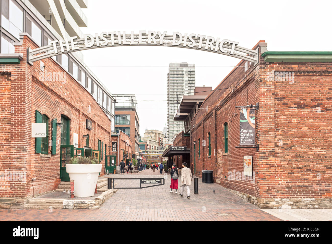Toronto, Canada - Oct 13, 2017: Entrance to the historic Distillery ...