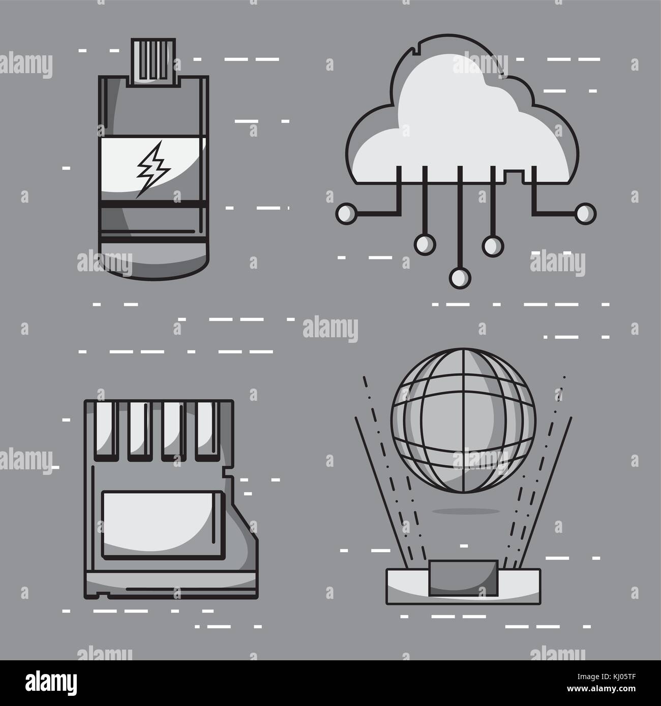 set technology patches data information vector illustration Stock ...