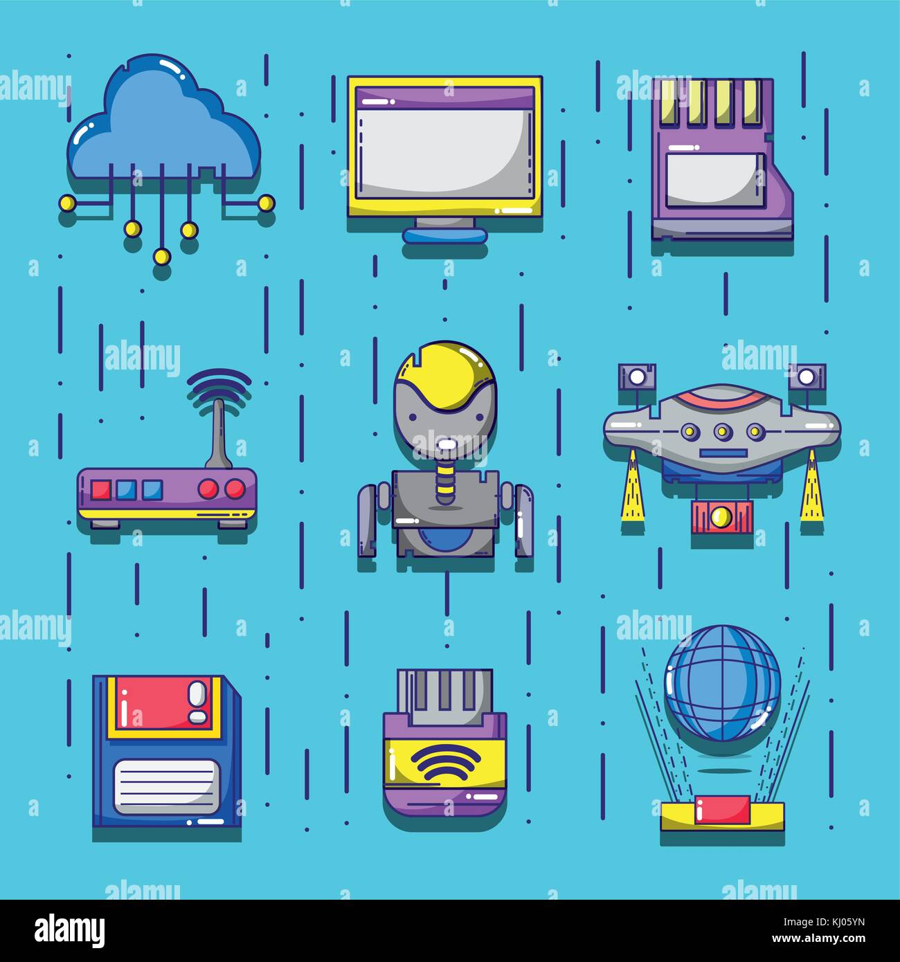 set technology patches data information vector illustration Stock ...