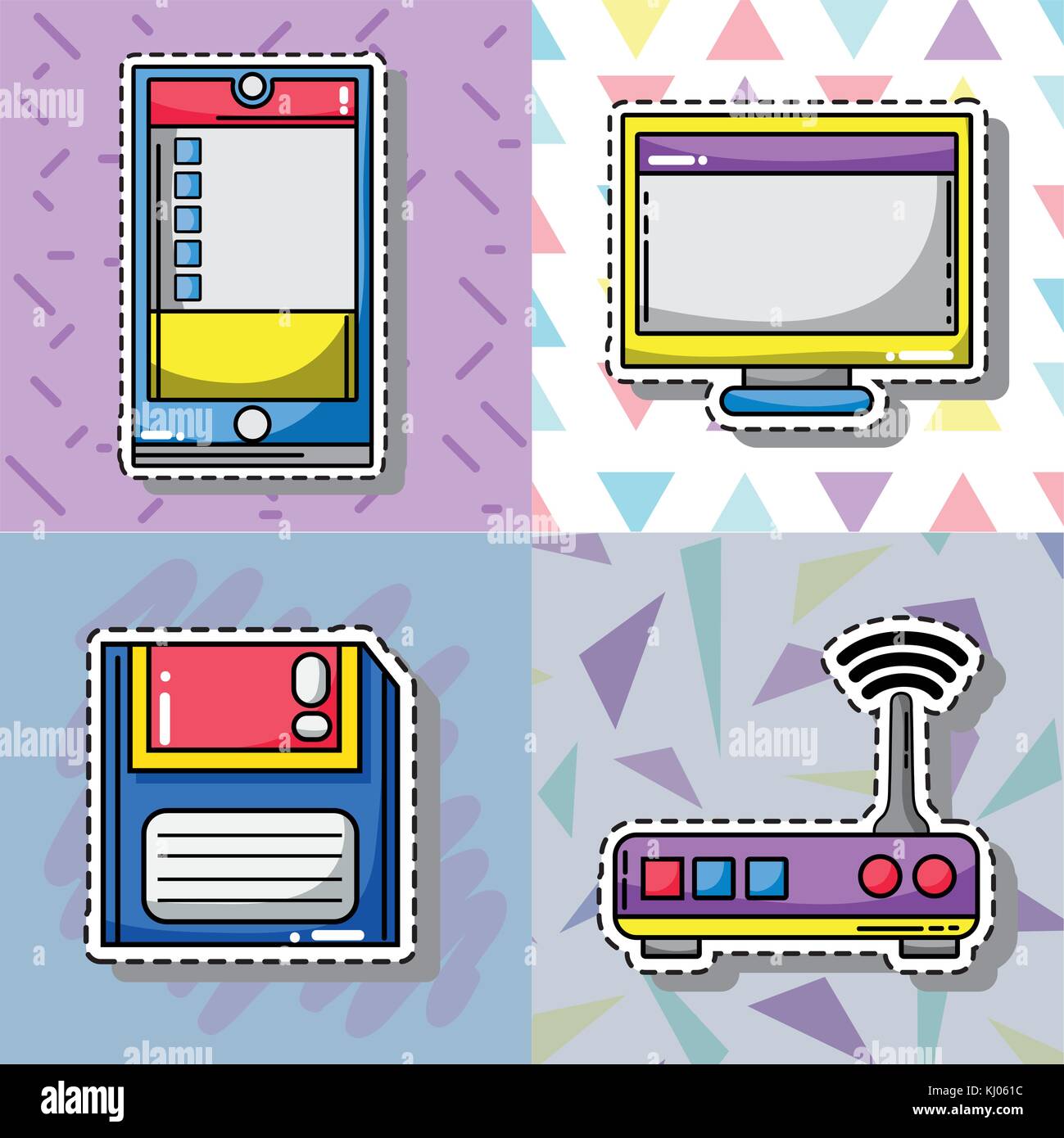set technology patches data information vector illustration Stock ...