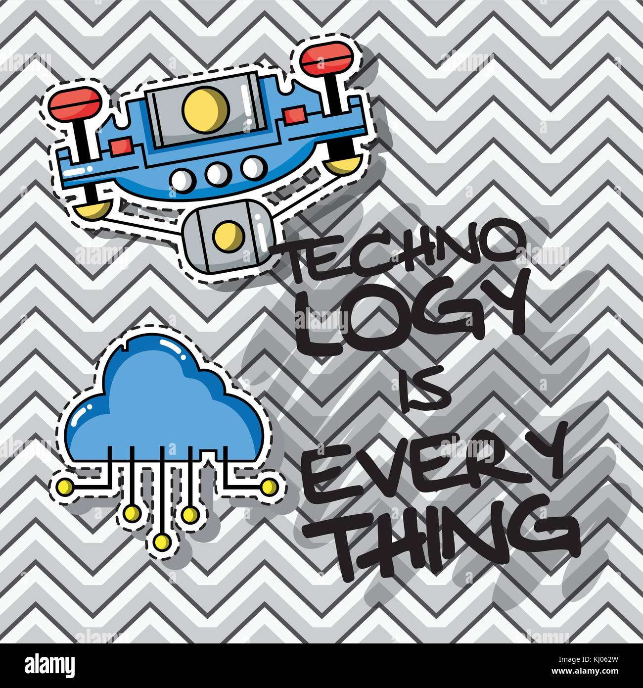 set technology patches data information vector illustration Stock ...