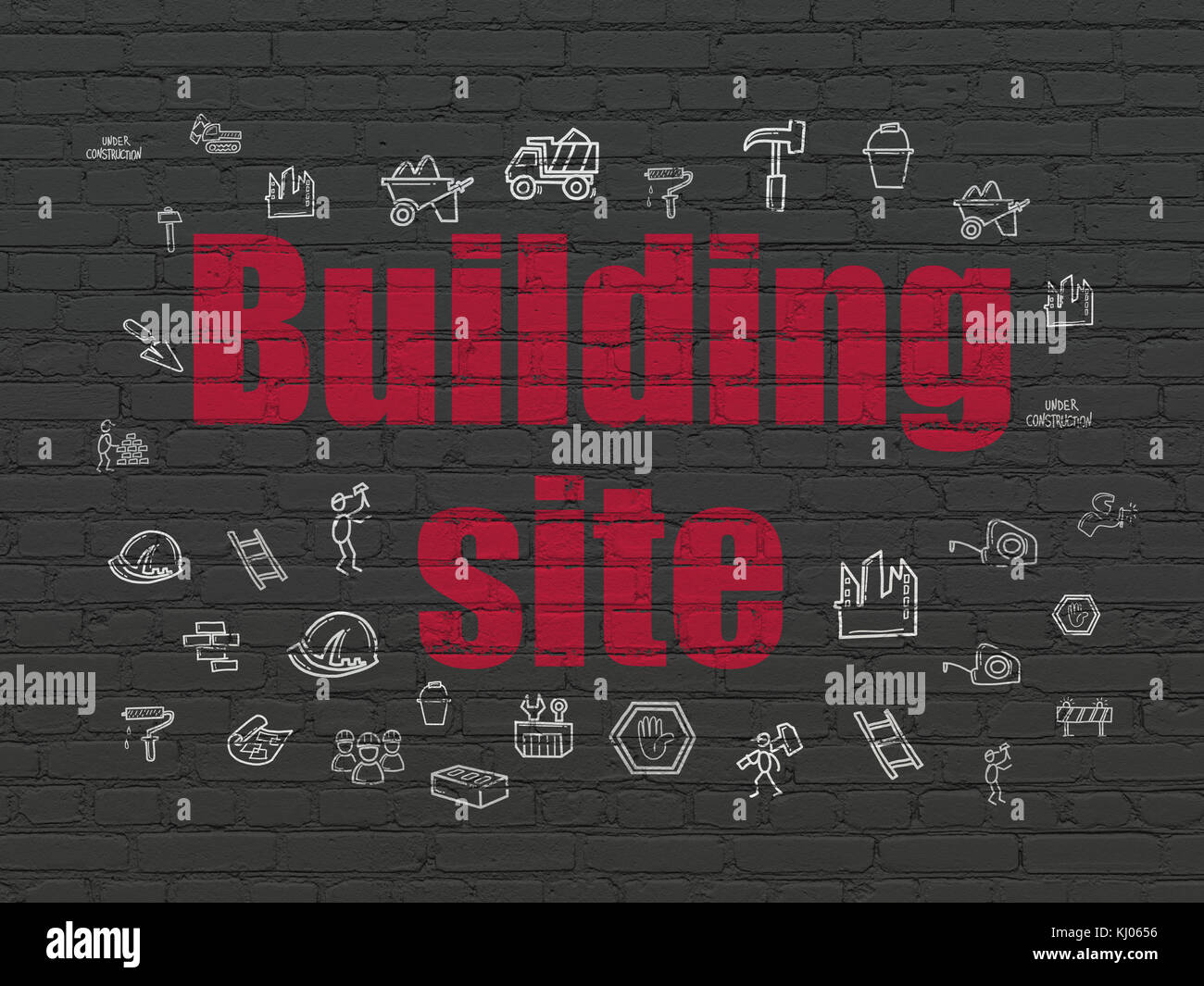 Construction concept: Building Site on wall background Stock Photo - Alamy