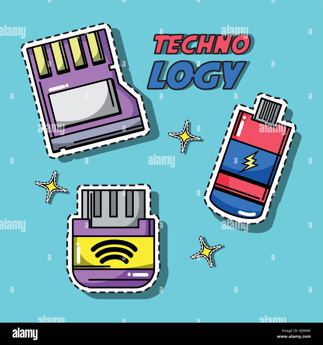 set technology patches data information vector illustration Stock ...