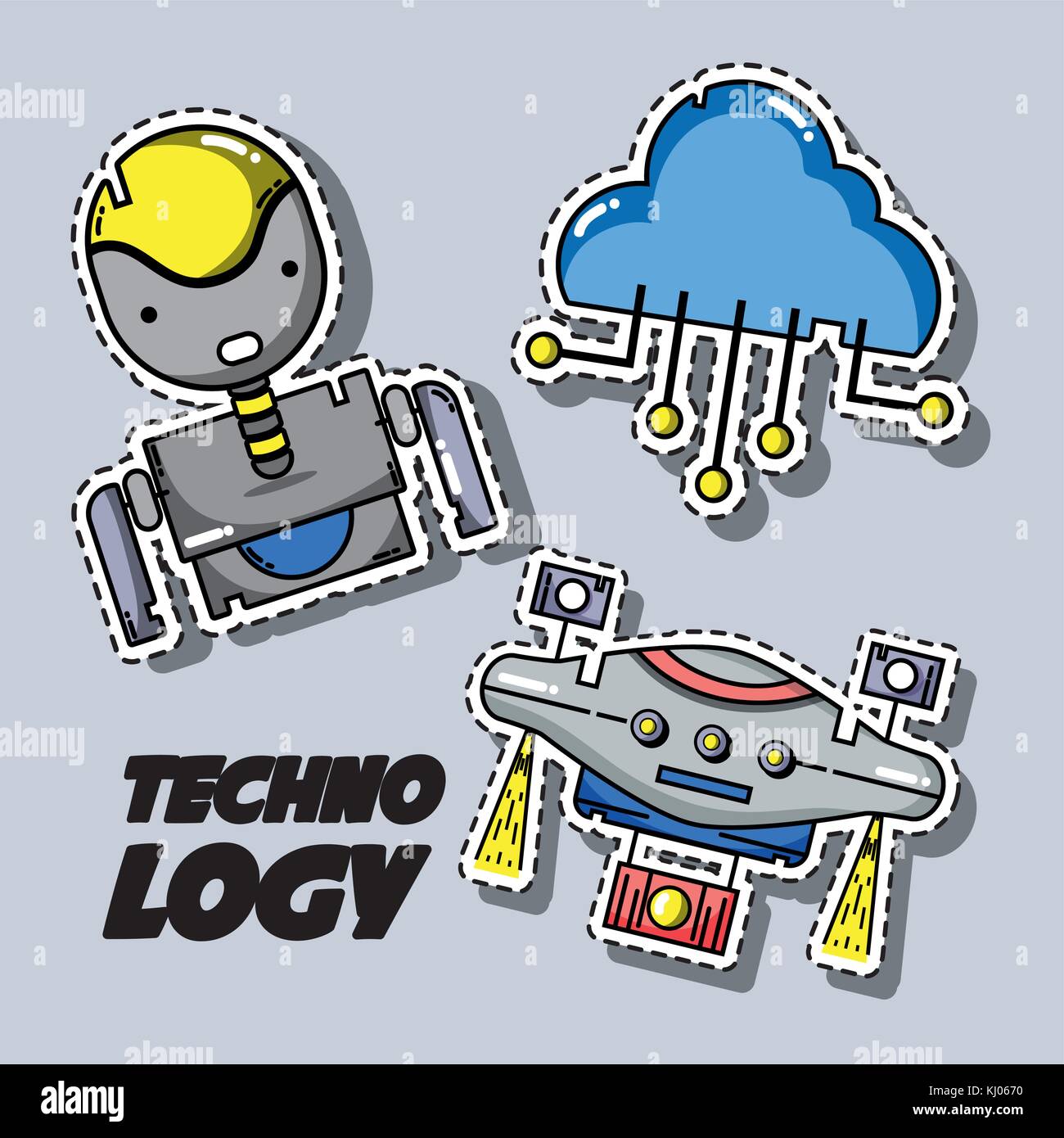 set technology patches data information vector illustration Stock ...
