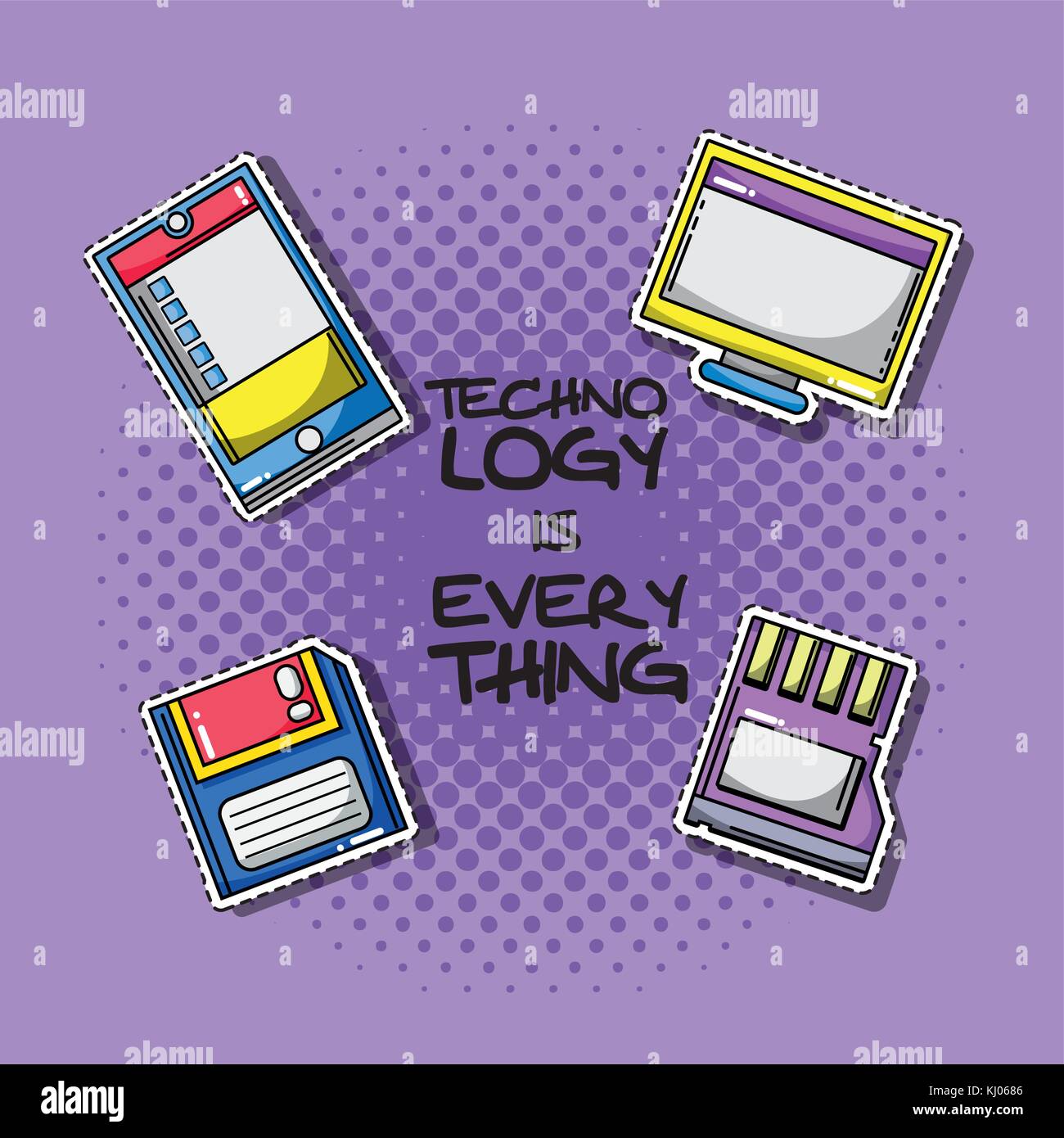 set technology patches data information vector illustration Stock ...