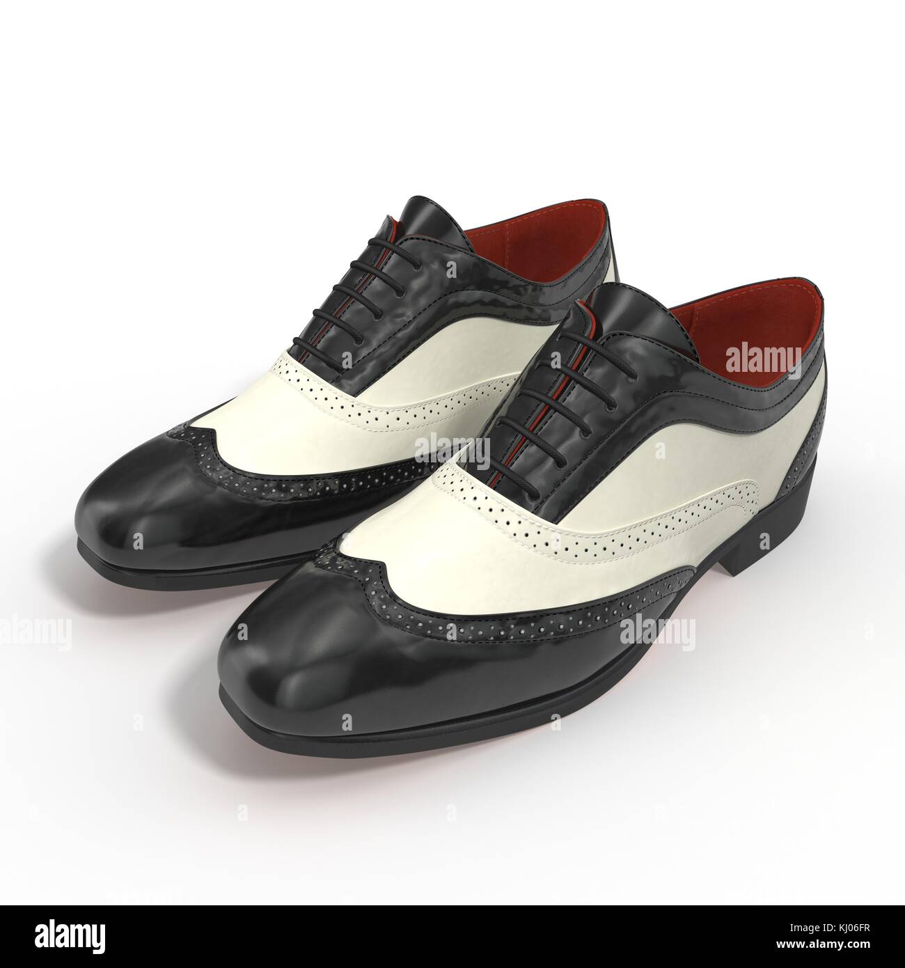 Wingtip shoes black isolated on white 3D Illustration Stock Photo - Alamy