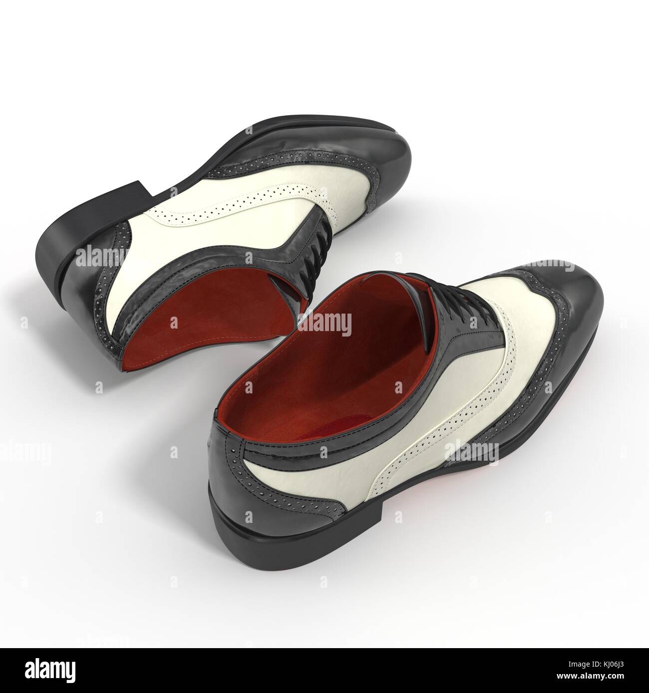 Wingtip shoes black isolated on white 3D Illustration Stock Photo - Alamy