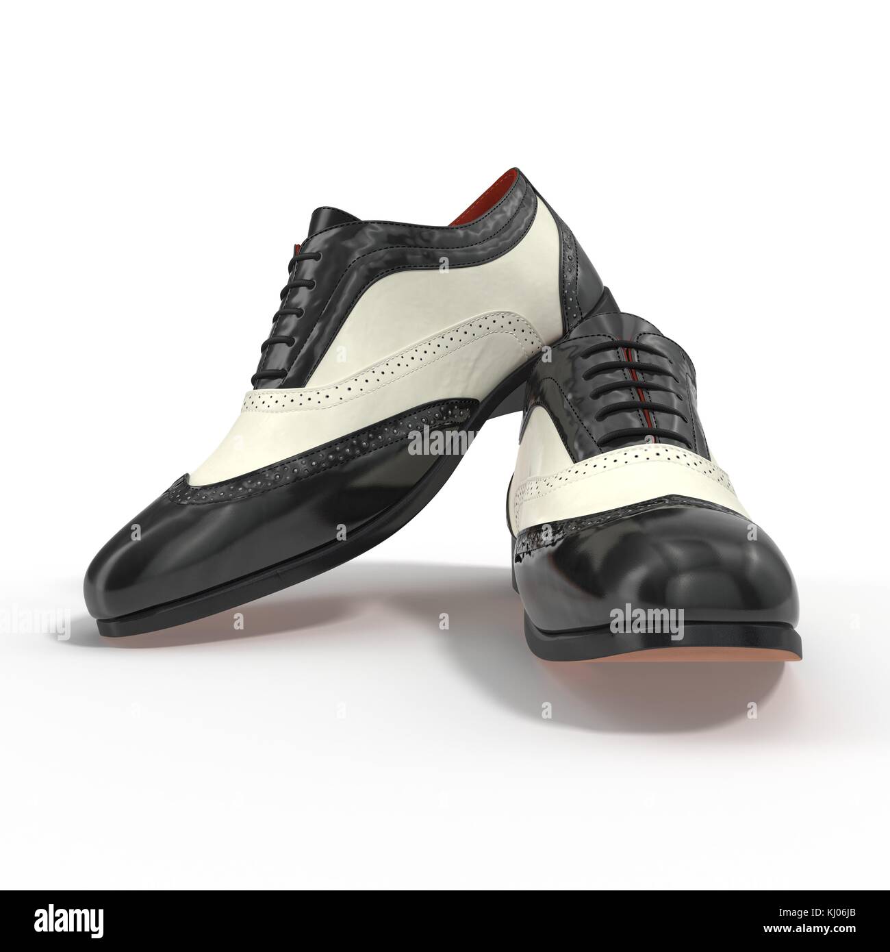 Wingtip shoes black isolated on white 3D Illustration Stock Photo - Alamy
