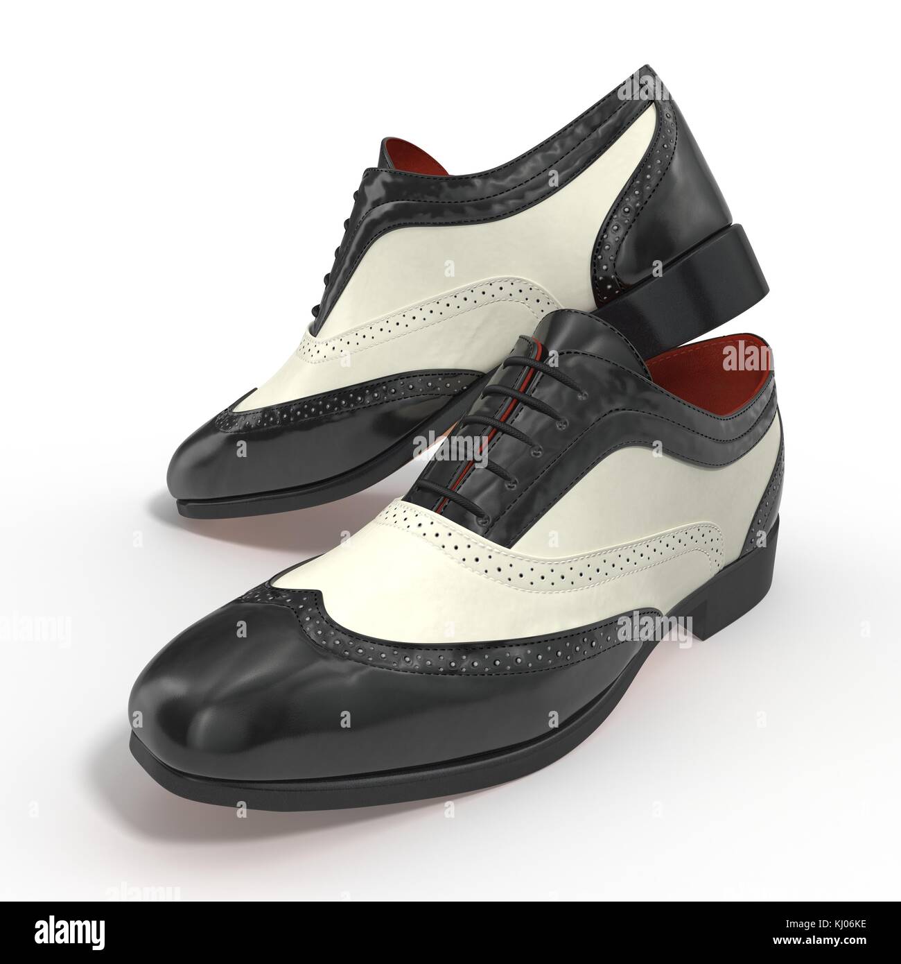Wingtip shoes black isolated on white 3D Illustration Stock Photo - Alamy