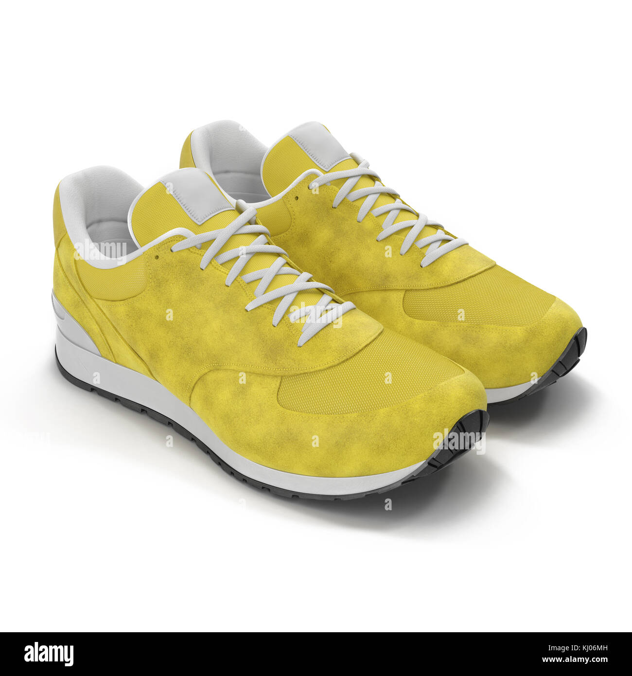Yellow sneakers on White 3D Illustration Stock Photo - Alamy