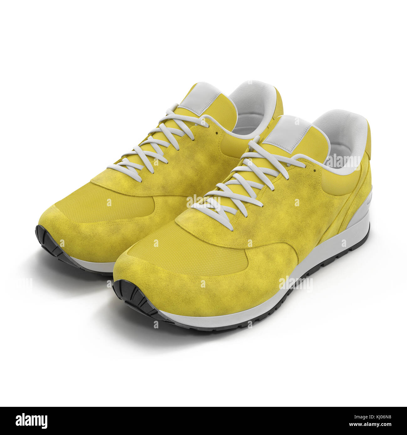 Yellow sneakers on White 3D Illustration Stock Photo - Alamy