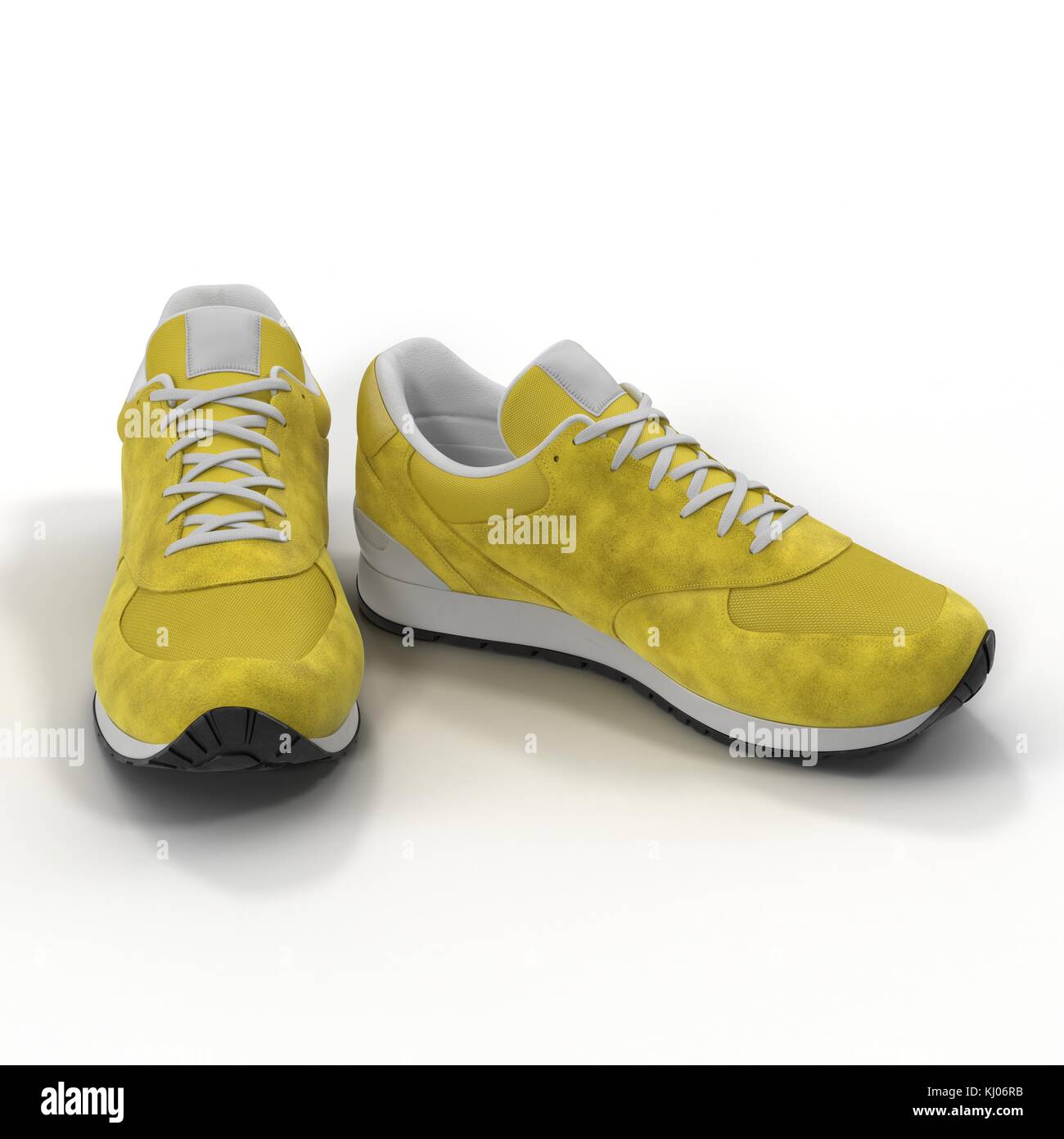 Yellow sneakers on White 3D Illustration Stock Photo - Alamy