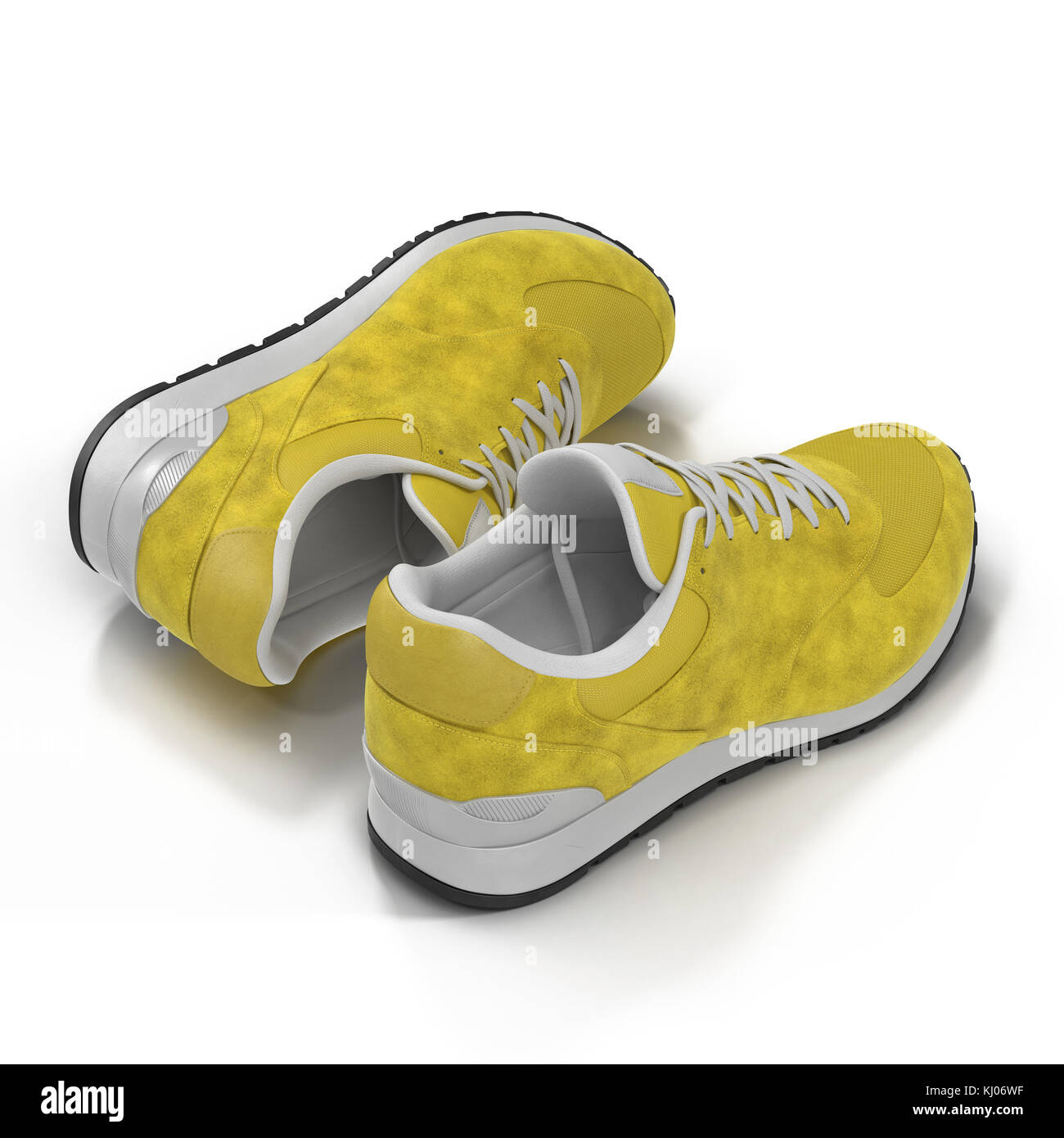 Yellow sneakers on White 3D Illustration Stock Photo - Alamy
