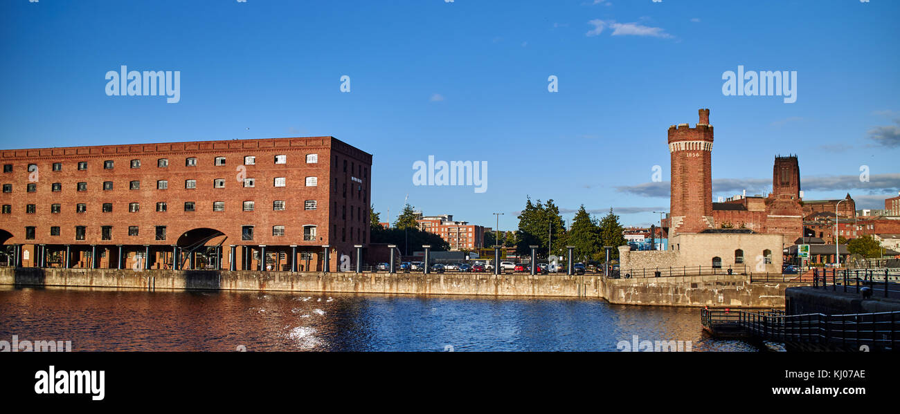 England, Merseyside, Liverpool city. A view of the famous Dock that it ...