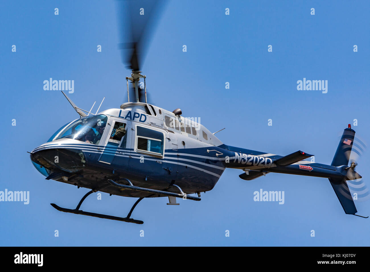 LAPD Helicopter Flying over LA Stock Photo - Alamy