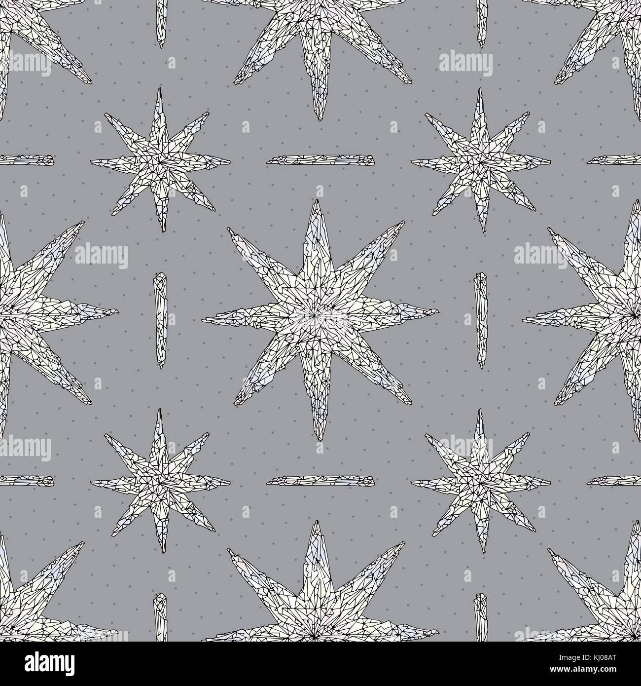 Hand drawn crystals pattern. Abstract stylized stars seamless ...