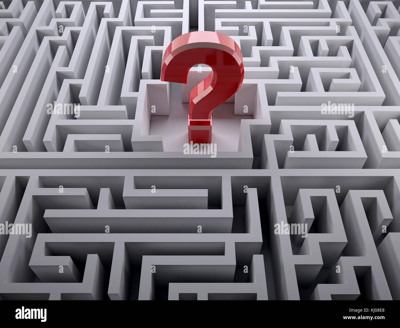 Red question mark inside the labyrinth maze, 3d illustration Stock Photo - Alamy