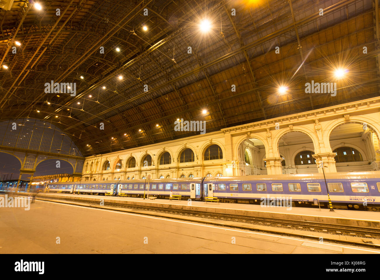 Passenger train in Budapest Keleti Railway Station, Hungary, Eastern ...