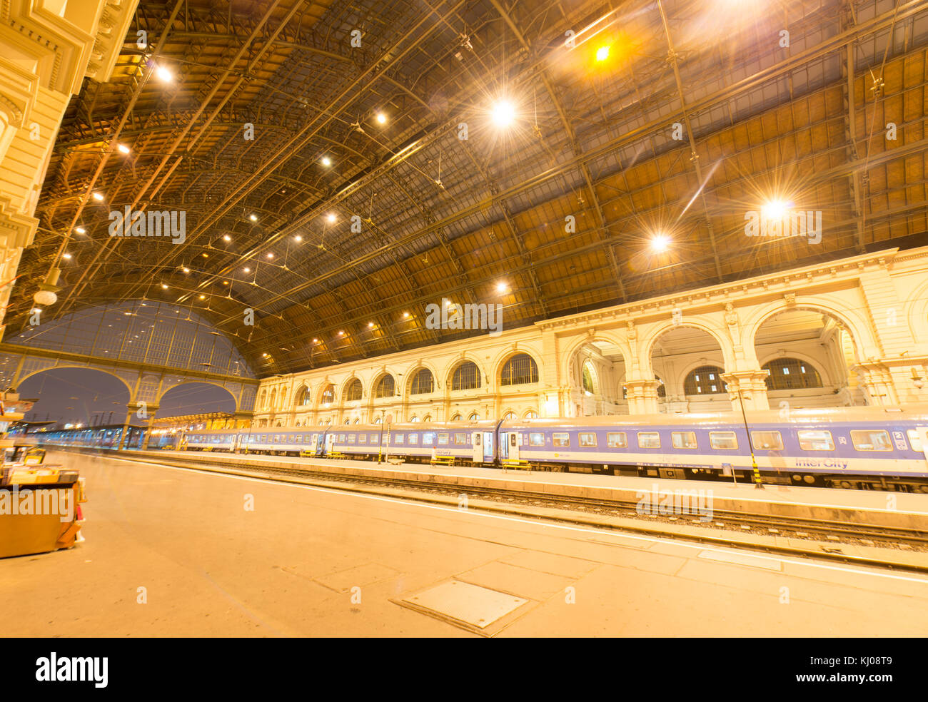 Passenger train in Budapest Keleti Railway Station, Hungary, Eastern ...