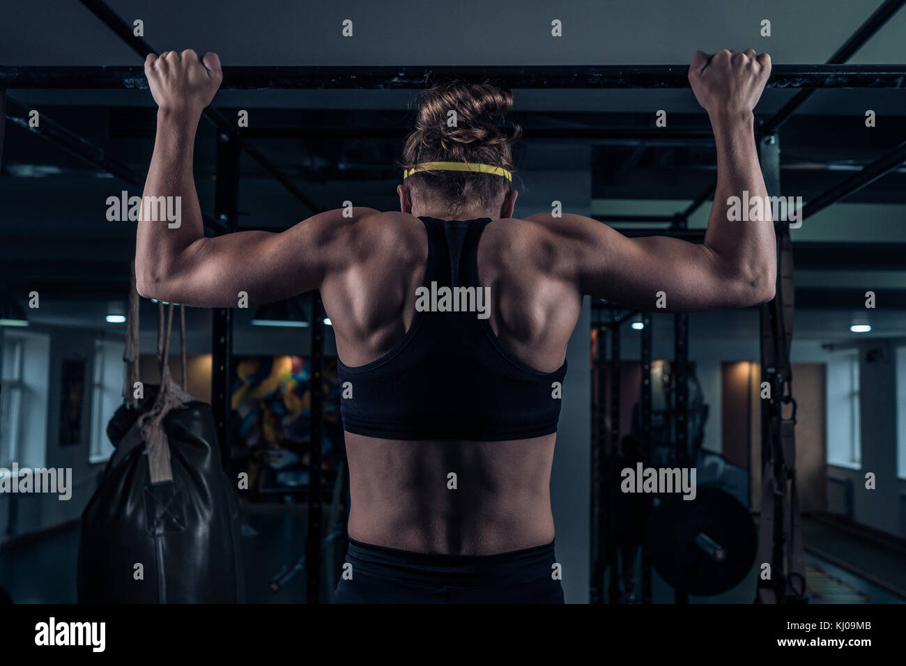Wide female back close-up. Female bodybuilding Stock Photo - Alamy