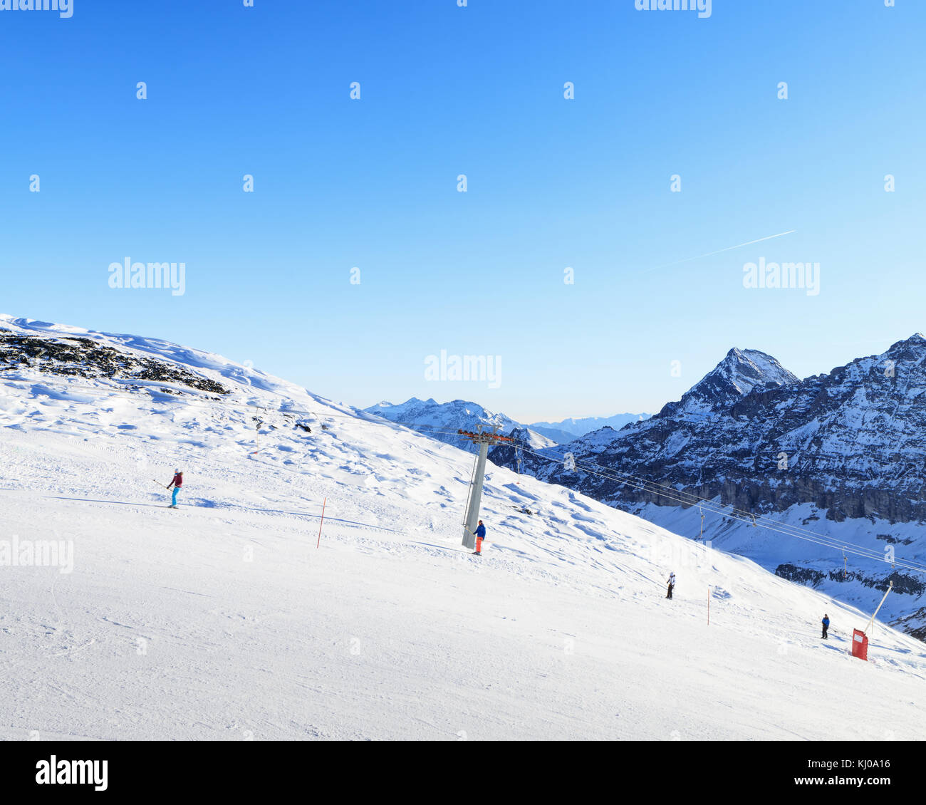 Winter skiing resort in Alps Stock Photo - Alamy
