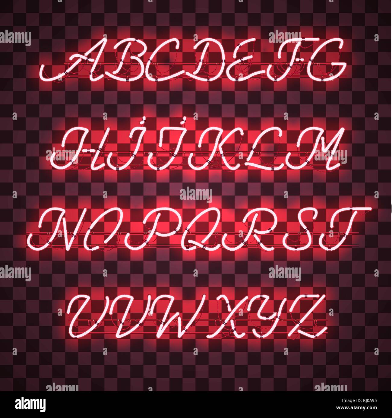 Glowing Red Neon Uppercase Script Font Stock Vector Image & Art - Alamy