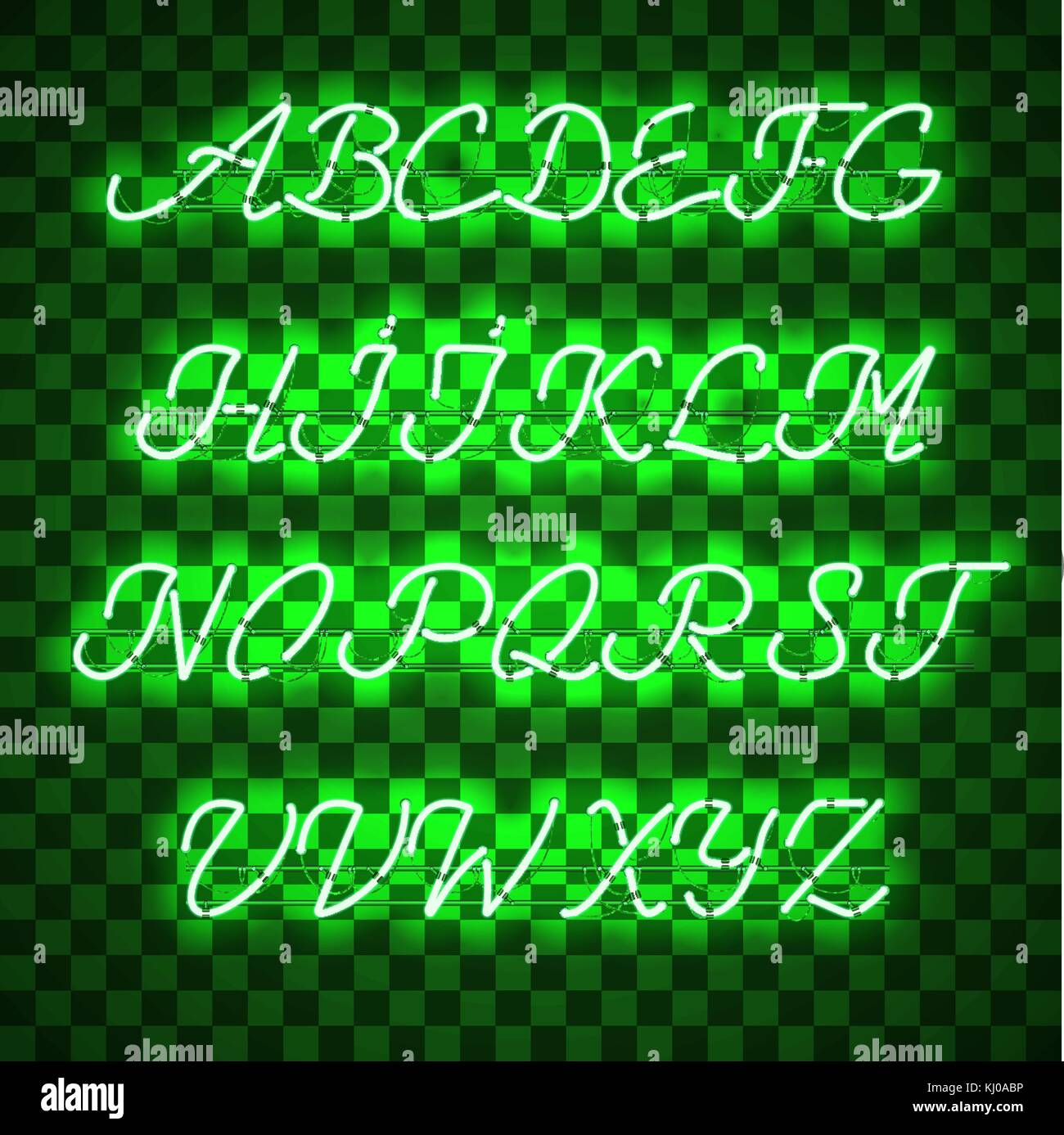Glowing green neon alphabet letters Stock Vector Images - Alamy
