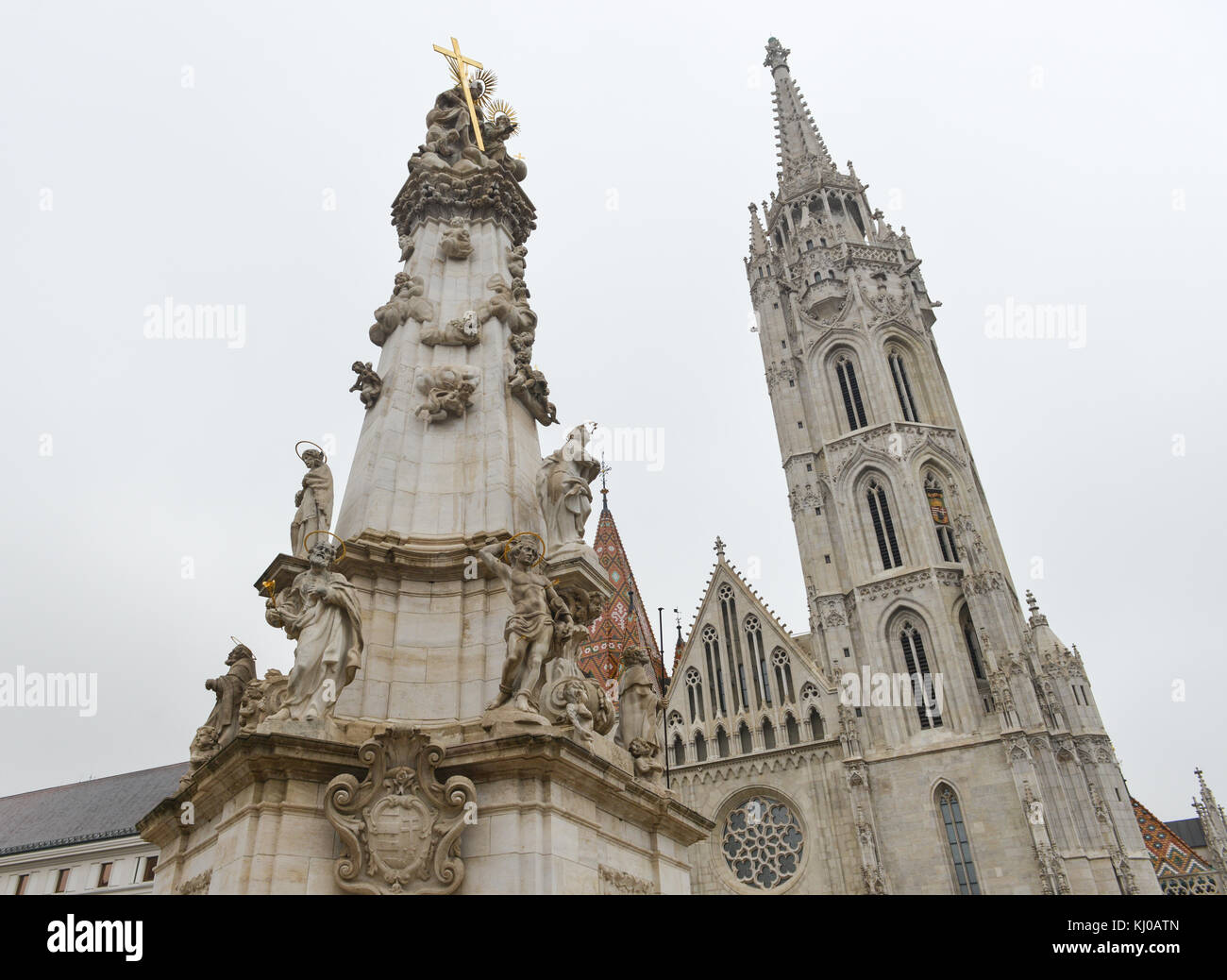 The Trinity Statue of Budapest, Hungary by the Matthias Church near ...