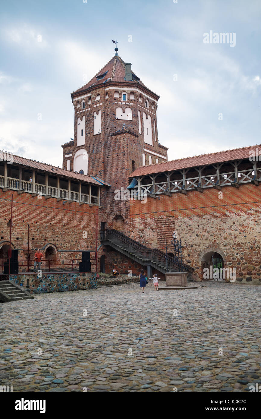 Mir, Belarus - August 04, 2017: Ancient medieval castle with towers in ...