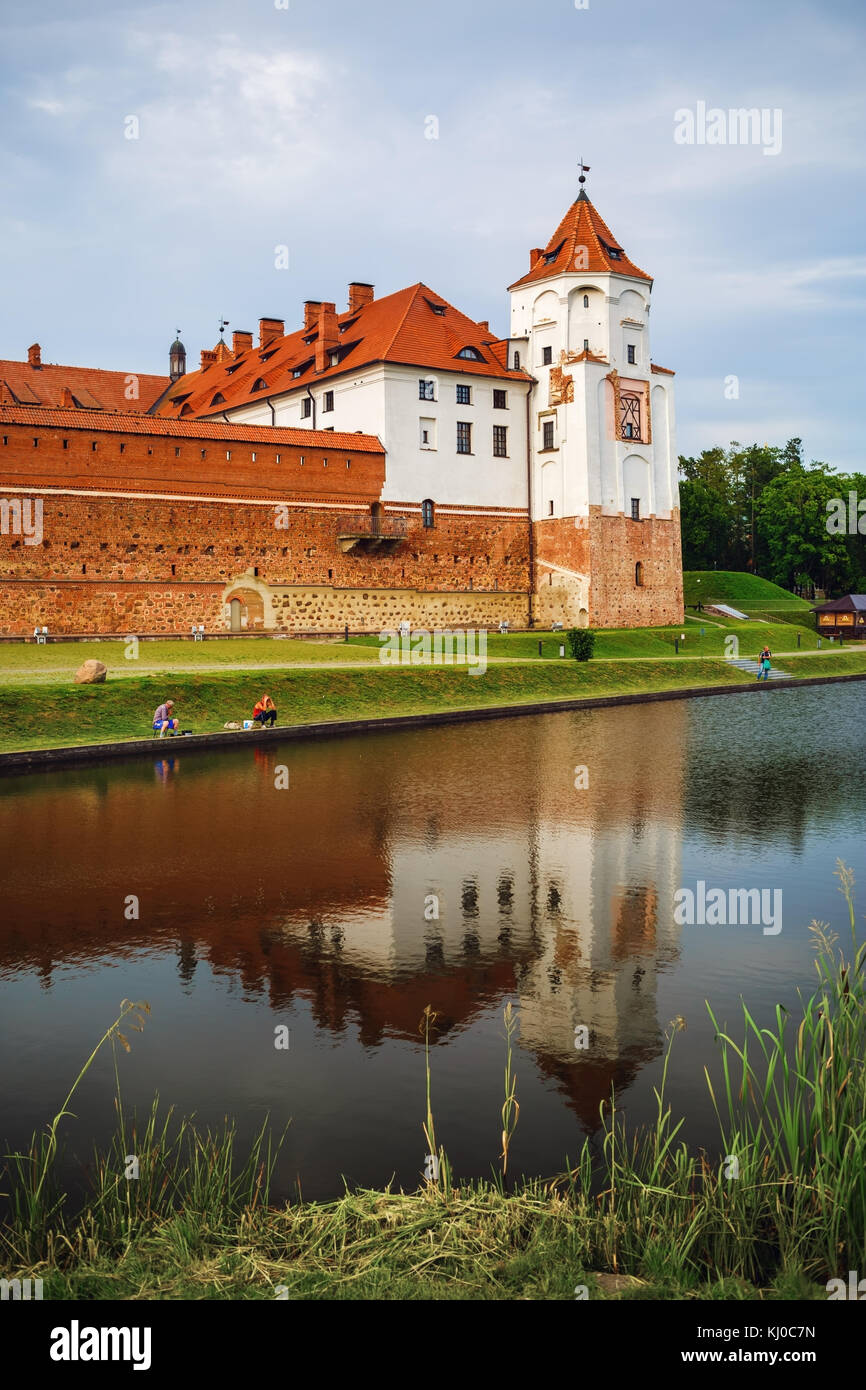 Mir, Belarus - August 04, 2017: Ancient medieval castle with towers in ...