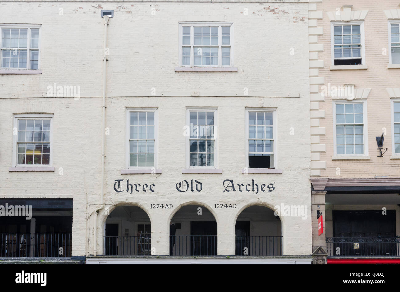 Historic buildings in Bridge Street, Chester, UK including Three Old ...