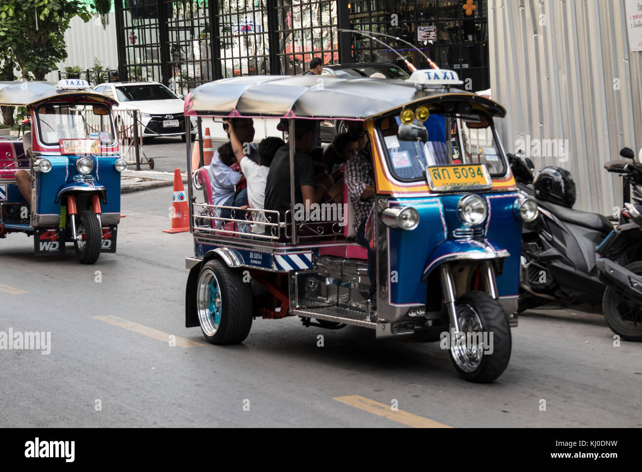 Blue Tuk Tuk's in Bangkok, Thailand Stock Photo - Alamy